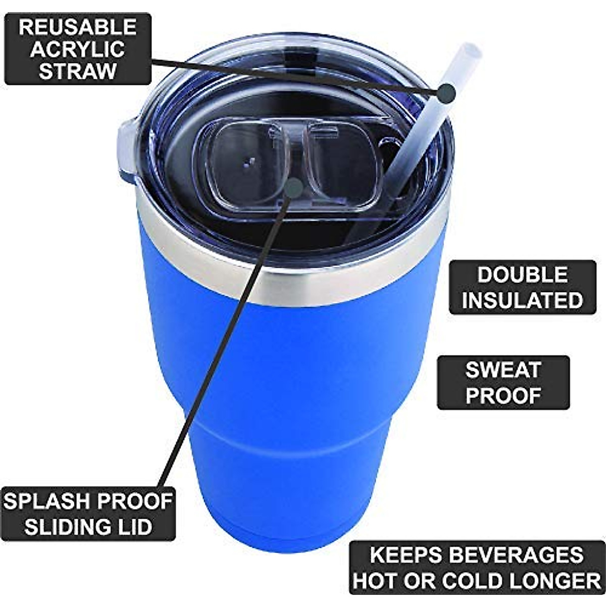 LIFE HAPPENS COFFEE HELPS Engraved Black 30 oz Tumbler With Straw and Slide Top Lid | Stainless Steel Travel Mug | Compare To Yeti Rambler