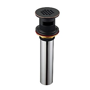 Purelux Grid Drain Strainer Assembly with Overflow for Bathroom Sink, Made of Brass Oil Rubbed Bronze