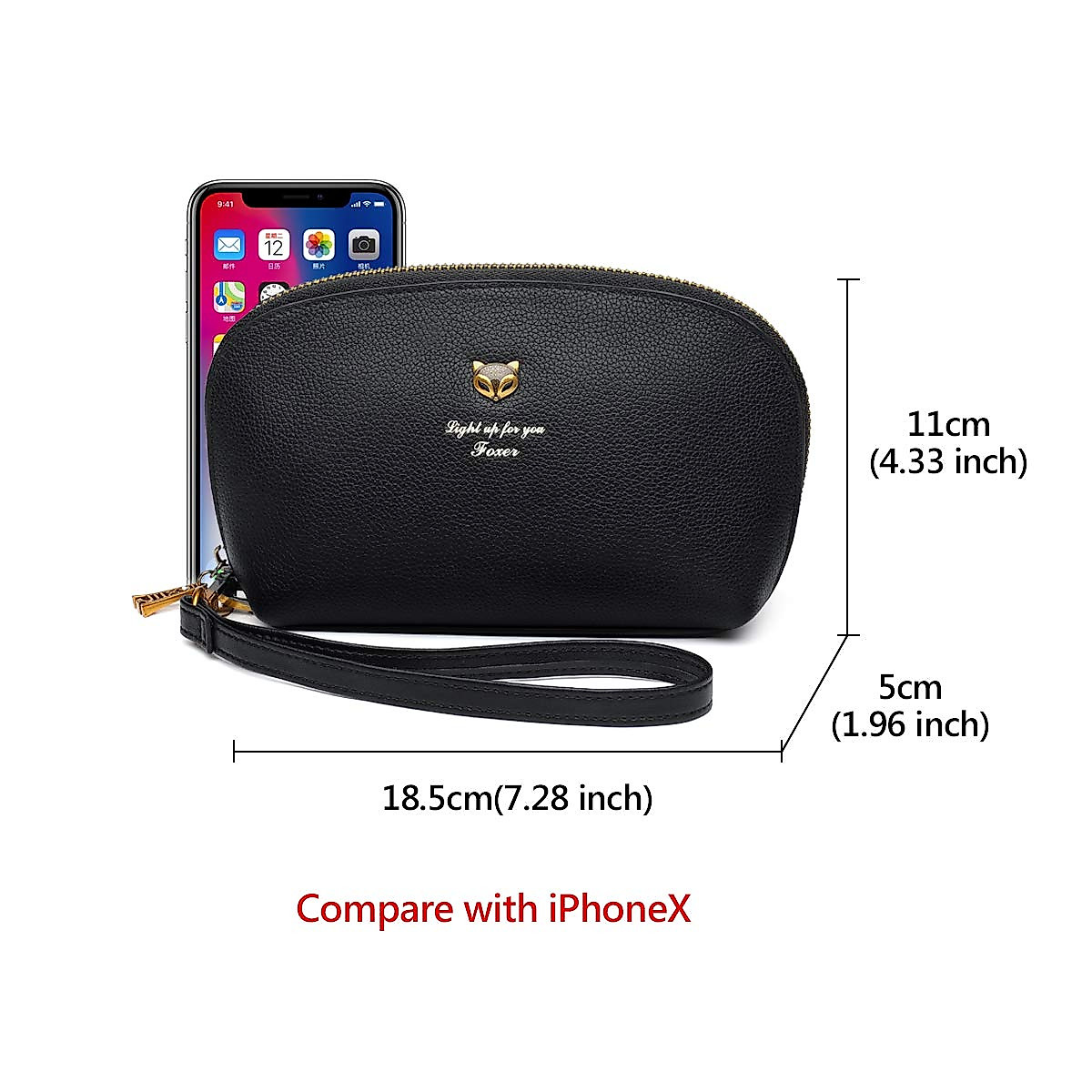 Leather Wallet for Women, Genuine Leather Ladies Clutch Wallet With Wristlet Card Holder Zipper Coin Pocket (black)