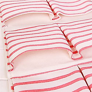 Halyuhn 24 x 10 Inch 6 Pockets Wall Hanging Storage Bag, White Red Striated Waterproof Linen Fabric Organizer with Self Adhesive Hook Wood Bar, Narrow 3-Shelf Over The Door Closet Pockets Chart