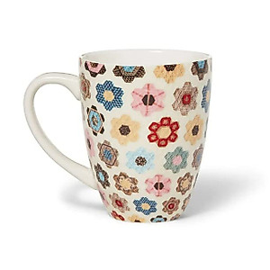 metr Metropolitan Museum of Art, American 'Honeycomb Quilt' Covered Porcelain Mug with Tea Infuser in Gift Box