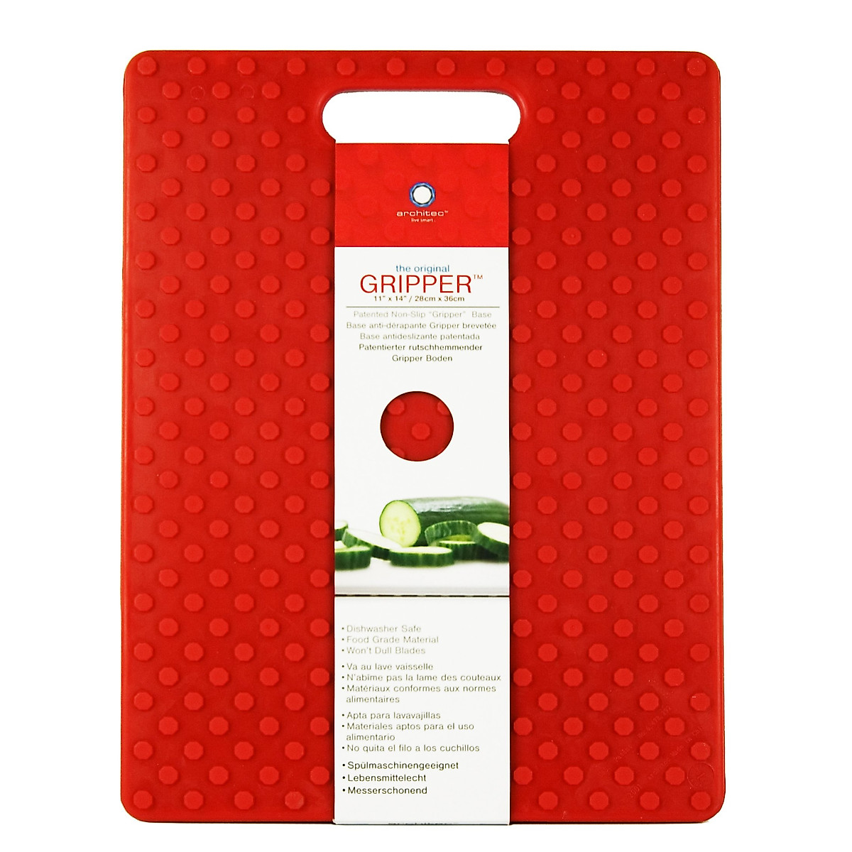 Architec Original Non-Slip Gripper Cutting Board, 11" x 14", Red