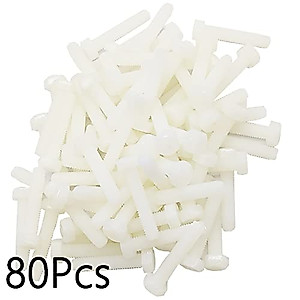 M5 x 25mm White Nylon Hex Head Cap Bolts Screws, Plastic Hexagon Nuts, Full Thread Nylon Hexagon Head Cap Bolts, 80Pcs