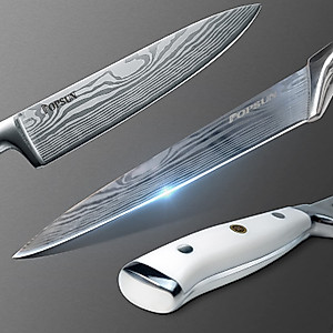 POPSUN Ultra Sharp Chef Knife, 8 Inch Kitchen Knife with Poultry Shear, Professional High Carbon Stainless Steel Chef Knife with Ergonomic ABS Handle