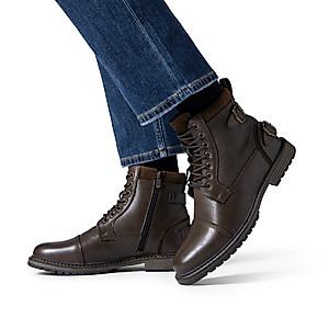 Bruno Marc Men's Motorcycle Boots Oxford Dress Boot,Size 12,Brown,PHILLY_10