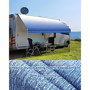 Xenjum RV Awning Fabric Replacement, 16.2oz Heavy-Duty Weatherproof Vinyl Camper Awning Replacement Universal Outdoor Canopy for RV, Trailer, and Motorhome Awnings-Sapphire Blue Fade-11'(Fabric 10'2")