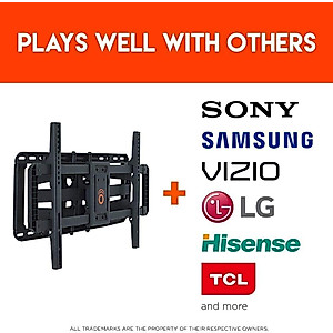 ECHOGEAR Full Motion TV Wall Mount & Sound Bar Mounting Bracket - for Big TVs Up to 90" - Height Adjustable Soundbar Mount