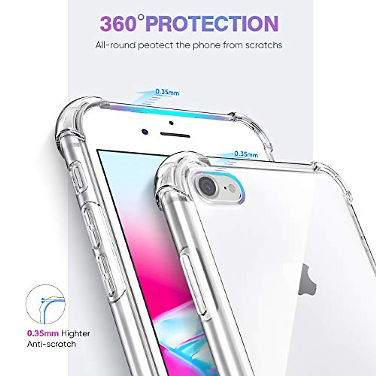 ORIbox ORIbox Case Compatible with iPhone SE Case 2022/2020, Compatible with iPhone 7/8 Case, Polycarbonate with 4 Corners Shockproof Protection Clear