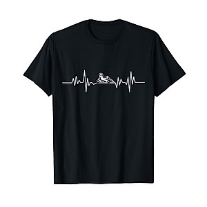 Go Cart Racer Heartbeat Line Pulse Go Kart Racing T-Shirt