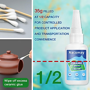 Ceramic Glue - Ceramic Glue for Pottery, Ceramic Glue Repair Instant Super Glue for Pottery, Porcelain, Glass, Plastic, Metal, Rubber and DIY Craft