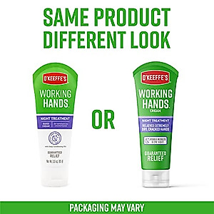 O'Keeffe's Working Hands Night Treatment Hand Cream, 3 oz Tube, (Pack of 2)