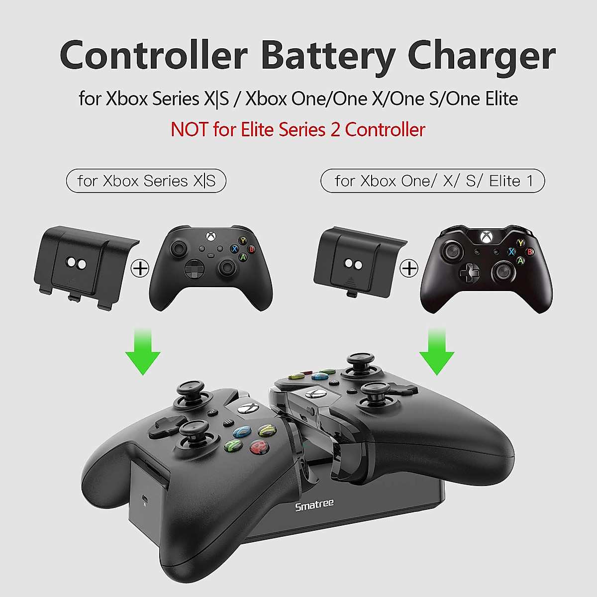 Smatree Controller Charger for Xbox Series X|S/Xbox One, 5Pcs Battery with Charger Station Compatible with Xbox Series X|S/Xbox One/One X/One S/One Elite