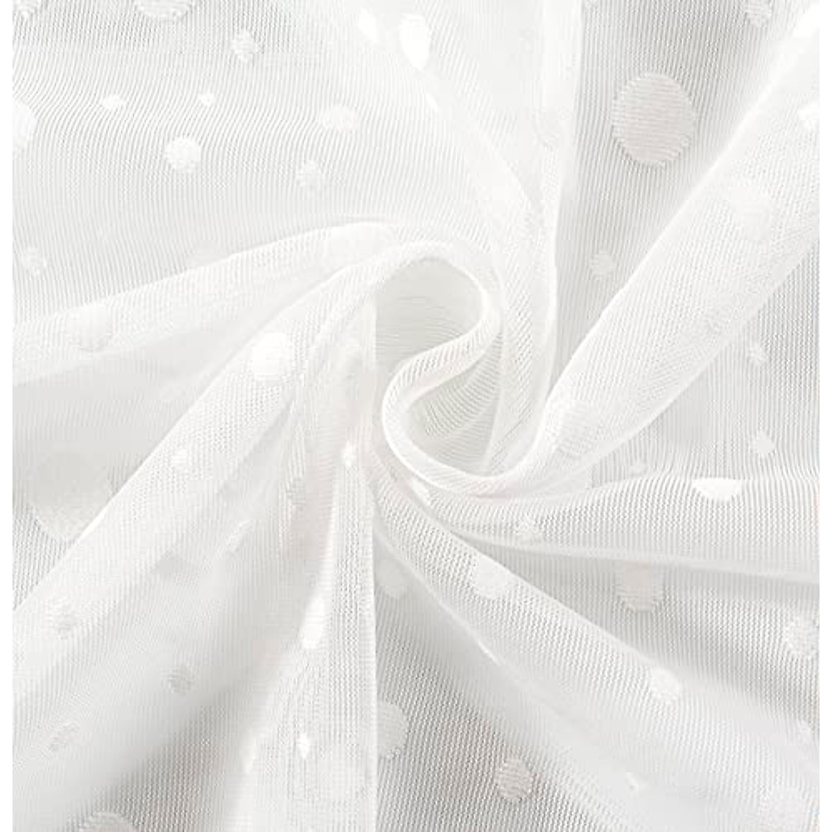 HIGHSEASON White Raindrops Style Sheer Curtains 84 inches Long,Grommet Draperies for Living Room/Bedroom(White,Set of 2,52 x 84 Inch Length)