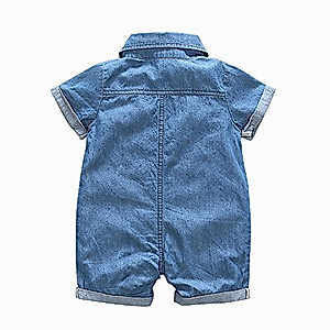 Ding-dong Baby Boy Girl Summer Jeans Denim Short Sleeve Romper(18-24M)