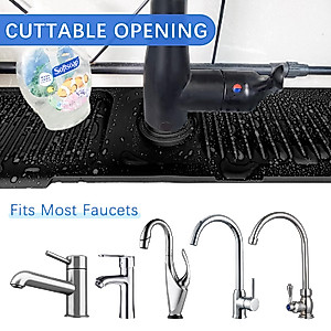 Joyhalo 24 Inches Kitchen Sink Splash Guard for Kitchen Sink Area, 5 Slope Sink Mats and Protectors, Kitchen Faucet Splash Guard, Faucet Drip Catcher Tray for Kitchen Sink Accessories, Black