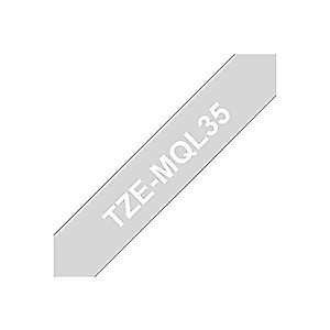 Brother TZe-MQL35 Labelling Tape Cassette, White on Matt Light Grey, 12 mm (W) x 5 m (L), Laminated, Brother Genuine Supplies