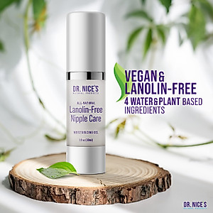 Dr. Nice's Nipple Cream for Breastfeeding - Instant Soothing and Cooling Relief for Sore Nipples | All Natural Water-Based Clear Gel | Safe for Mom & Baby - (0.34 Fl. Oz)