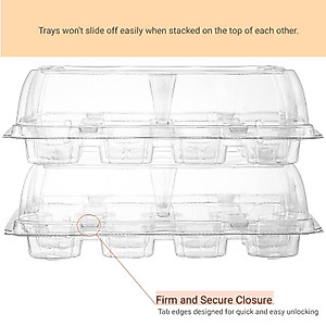 AVLA 24 Pack Mini Cupcake Containers, 12-Count Plastic Cupcake Carrier, Stackable Cupcake Box with Detachable Secure High Top Lid, Disposable Cupcake Holder Tray, Muffin Packaging Transporter To Go