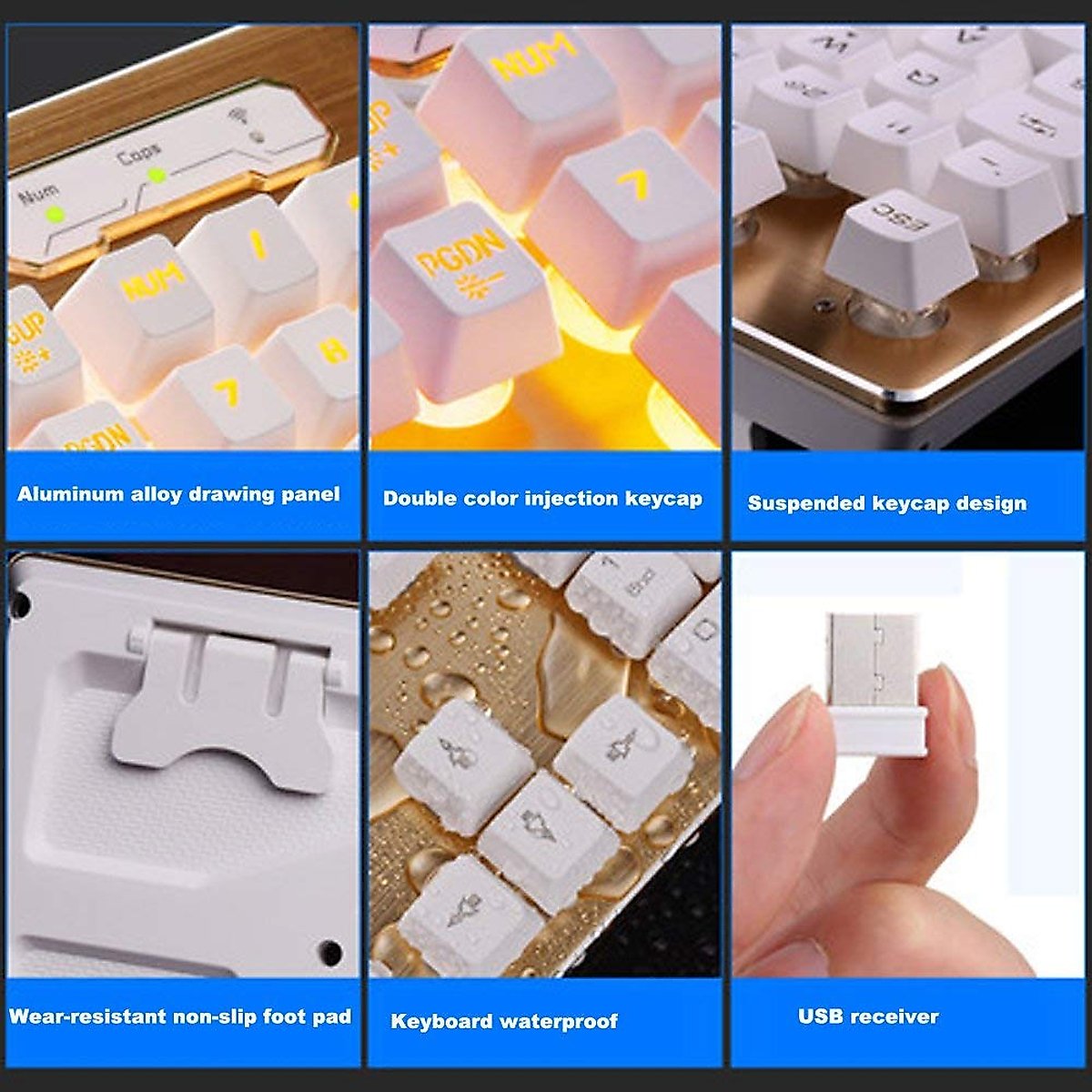 Backlit Keyboard,Wireless Fast-Charging Keyboard Suspended Keycap Illuminated Mechanical Feel Gaming Keyboard 104 Keys for Laptop Desktop PC (White)