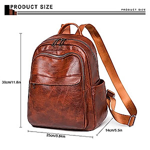 Chihutown Leather Backpack Purse, Large Capacity Casual Fashion Daypack for Women, Large Travel Bag (brown)