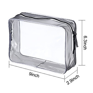 5 Pack Clear PVC Zippered Toiletry Carry Pouch Portable Cosmetic Makeup Bag for Vacation, Bathroom and Organizing, Transparent, L