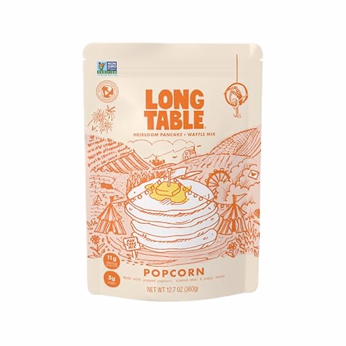 LONG TABLE Popcorn Pancake and Waffle Mix | Shark Tank's Favorite | High Protein, Fiber-Rich, Heirloom Grains | 4-Pack"