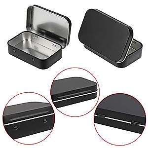 BTSKY 8 Pack Metal Hinged Tins Box Containers Small Metal Tins with Lids Metal Box Tin Cans Mini Bead Organizer for Craft Storage Jewelry Candy Black