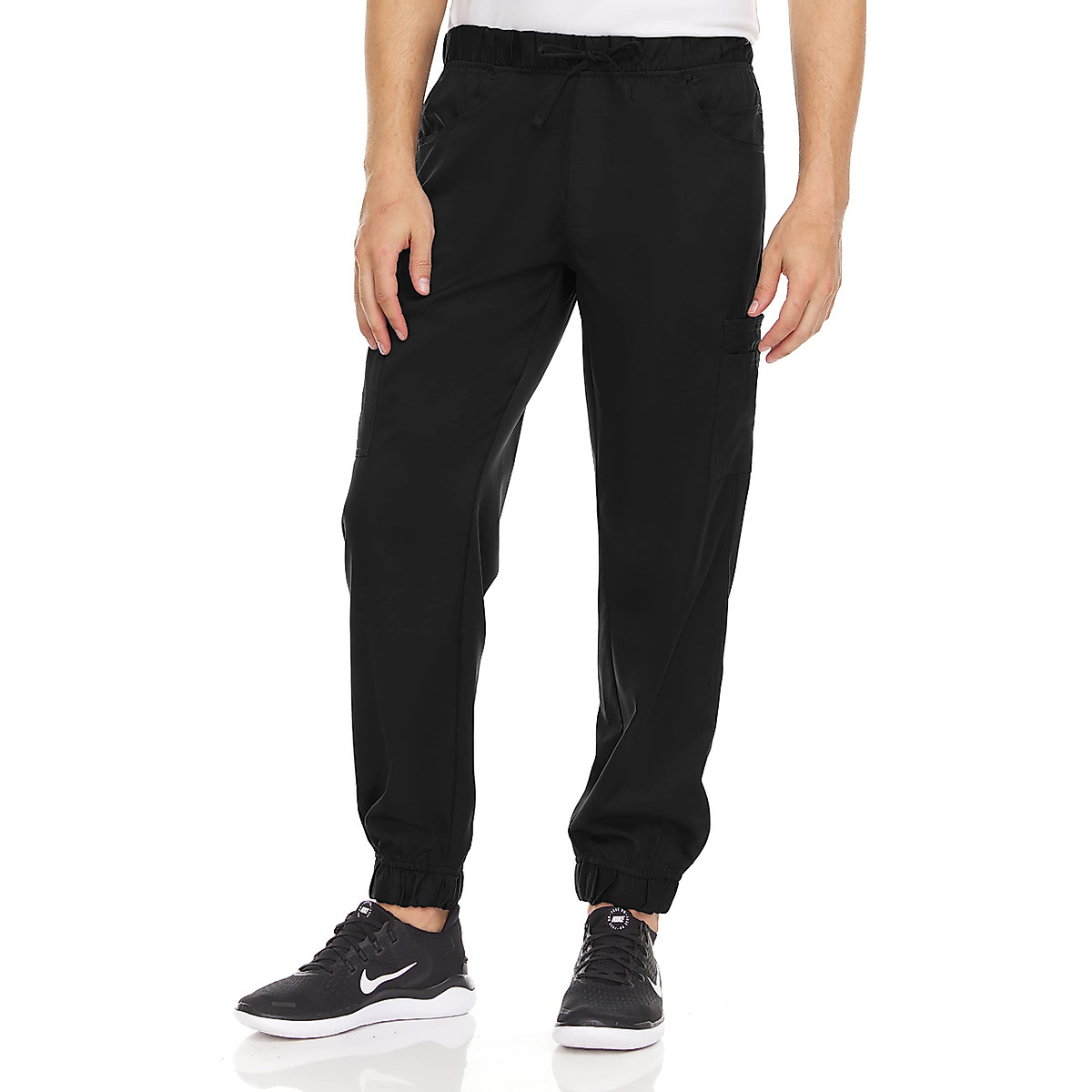 MediChic Mens Scrubs Stretch Scrub Joggers Pants with Six Pockets, Available in Over Eight Colors Black