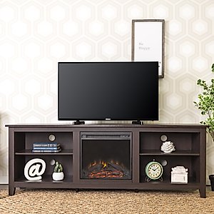 Trasitional 70 Inch Wide Fireplace Television Stand in Espresso Brown Finish