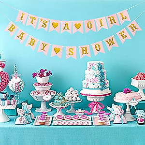CoolerthingsDG, its a Girl decorations for baby girl shower banner - Pink and Gold Baby Shower Baner/Baby Gril for Baby Shower Supplies, for she