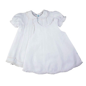 Feltman Brothers Baby Girls White Collared Lace Embroidered Slip Dress 3M