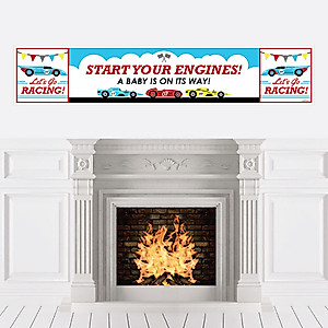 Big Dot of Happiness Let’s Go Racing - Racecar - Baby Shower Race Car Decorations Party Banner