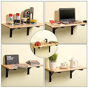 Ultrawall 24 inch Black Sturdy Folding Shelf Brackets, Heavy Duty Adjustable Steel Wall Mounted Collapsible Shelf Bracket, Max Load 550lb