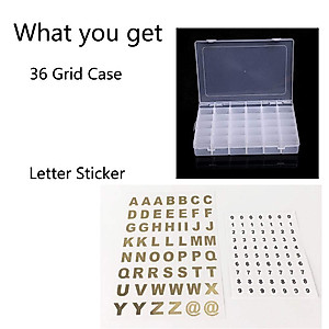 Sivya 36 Grid Plastic Organizer Container Box with Adjustable dividers,Great for Your Letter Board with Stickers