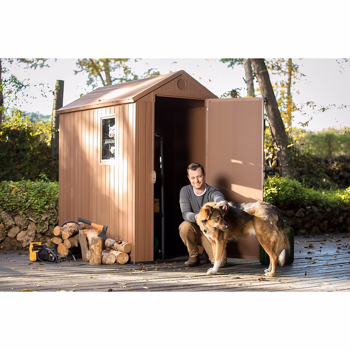 Keter Darwin 4x6 Resin Outdoor Storage Shed Kit-Perfect to Store Patio Furniture, Garden Tools Bike Accessories, Beach Chairs and Lawn Mower, Brown