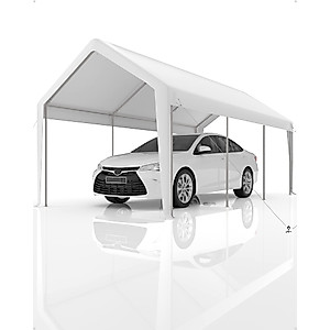 DEXSO 13'x20' Heavy Duty Carport Canopy, Portable Garage with Reinforced Frame, for Full-Size Pickup, Bass Boat, and Equipment, White