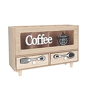 Cabilock Coffee Decor Box Coffee Storage Box Cooking Utensil Holder Divided Storage Box Kitchen Gadgets Organizer Tableware Storage Coffee Storage Bin Tableware Storage Box