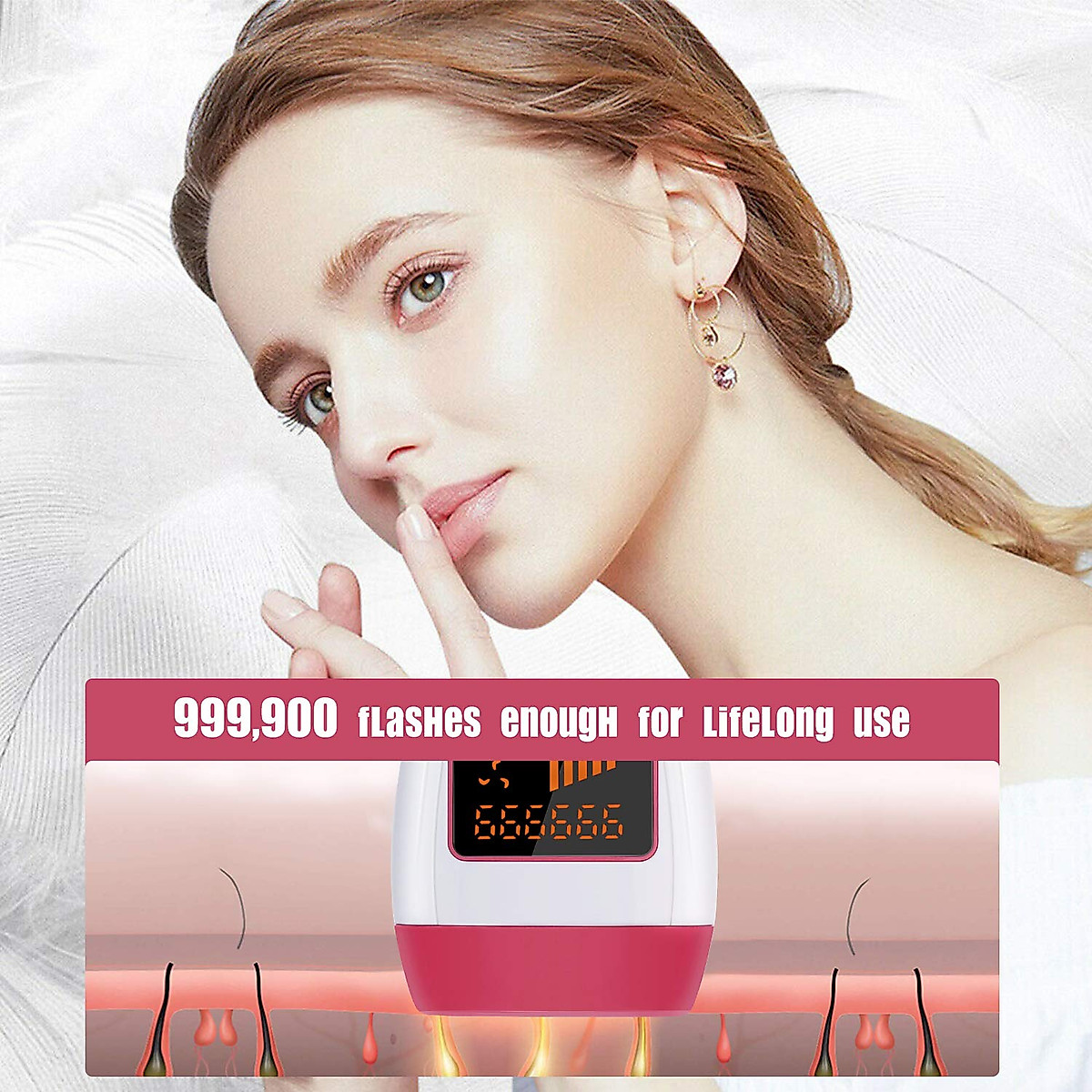 IPL Hair Removal for Women, SUMKUMY Permanent Hair Removal, Upgraded to 999,900 Flashes Painless Facial Hair Removal Device for Whole Body on Armpits Back Legs Arms Face Bikini Line