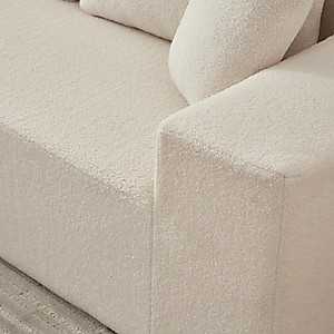 VnndeNest 104'' Modular Sectional Couch, Lambwool Sherpa Fabric Corner Sofa, Comfy Upholstered L-Shape Sectional Sofa with Chaise Lounge, 5 Seater Cloud Sofa for Living Room, Bedroom, Apartment, Beige