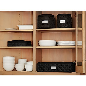Covermates Keepsakes - Dish Storage - Padded Protection - ID Window - Stain Resistant - Machine Washable - China Storage-Black