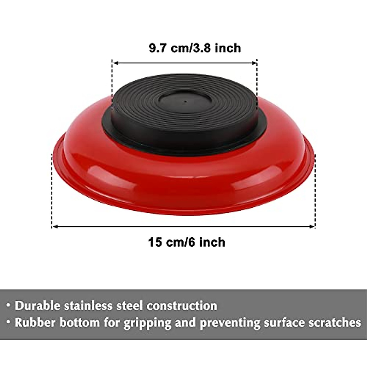 EMENTOL 5PCS 6-Inch Round Magnetic Tray Set, Stainless Steel Magnetic Bowl, for Screws, Nuts, Bolts, Metal Parts