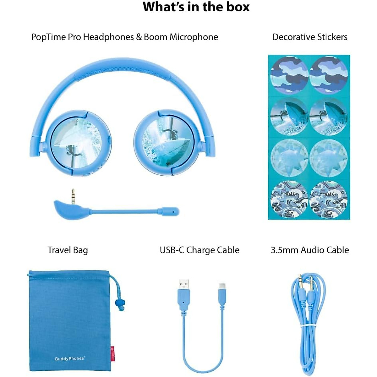 Kids Tablet Bundle: Includes Amazon Fire HD 10 Kids Pro tablet, 10.1" (2021 Release) | 32 GB | Intergalactic & Made for Amazon Bluetooth Kids Headphones with Boom Microphone Ages (7-12) | Blue