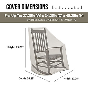 Shine Company Weatherproof Outdoor Rocking Chair Cover Set of 2, 100% Woven Polyester, Elastic Cord with Toggle, Gray, 2-Pack