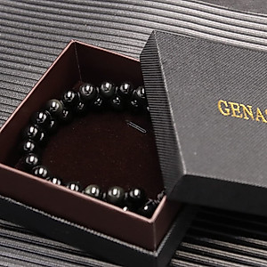 GENASTO Black Obsidian Stone Beads Bracelet Natural Tiger Eye Lava Rock Stone Prayer Mala Beads Adjustable Oil Diffuser Bracelet for Men Women