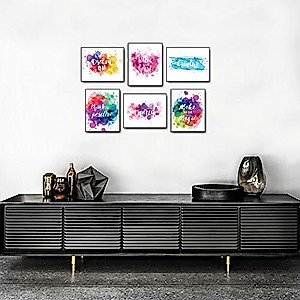 Inspirational Wall Art Quotes Poster- Home Office Giclee Print Kitchen Living Room Decoration Kids Teens Bedroom Decor Motivational Painting Artwork 6 Piece Unframed Canvas Sayings Positive Phrase