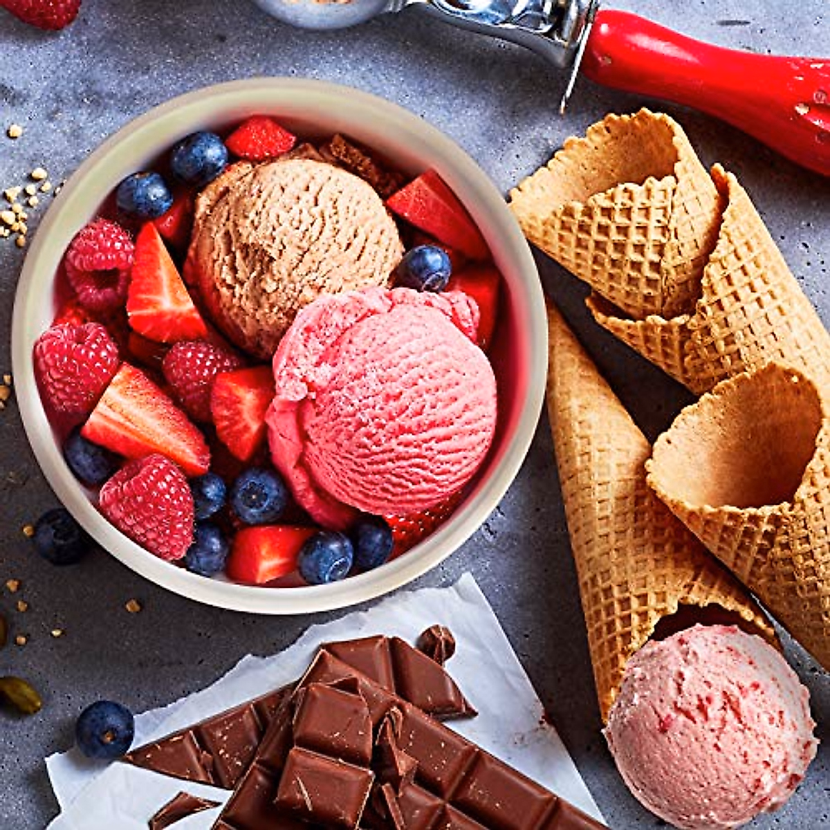 BALCI - Premium Ice Cream Containers (2 Pack - 1 Quart Each) Perfect Freezer Storage Tubs with Lids for Ice Cream, Sorbet and Gelato! - Blue