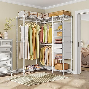 VIPEK V6E Heavy Duty Clothes Rack Large Garment Rack for Hanging Clothes, Portable Clothing Rack Metal Freestanding Closet Wardrobe System with Hanging Closet Organizer, Max Load 780 LBS, White