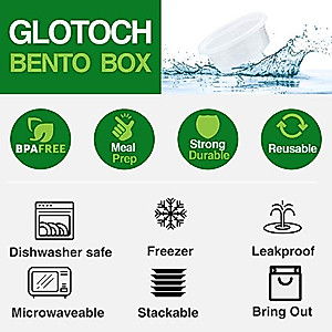 Glotoch Soup Containers With Lids, 48 Pack 8 oz(1 Cup) Deli Containers, To Go Containers, Freezer Containers For Food-Microwave, Freezer & Dishwasher Safe Eco-Friendly, BPA-Free, Reusable&Stackable