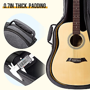 CAHAYA Guitar Bag Acoustic Reinforced 0.7 In Thick Sponge Soft Padded Guitar Case with 5 Pockets,Neck Cradle,Back Hanger Loop for 39 40 41 In Acoustic Classical Guitars CY0176
