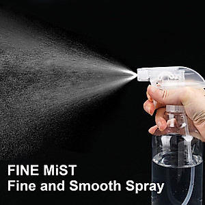 Hethyo 4 pack Plastic Spray Bottles Empty Spray Bottle 16.9oz/500ml Heavy Duty Spraying Bottles Mist/Stream Water Bottle for Cleaning Solutions, Essential Oils, Hair, Cooking (2Clear&2 brown)